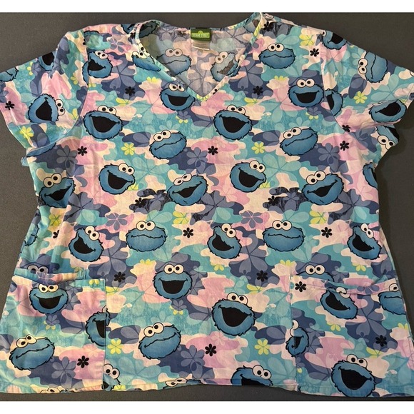Sesame Street | Tops | Sesame Street Cookie Monster Scrubs Top | Poshmark